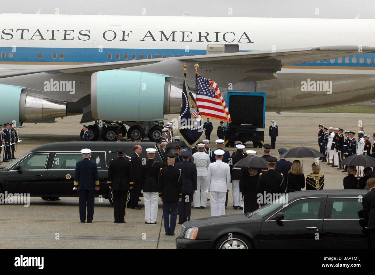 Jun 11, 2004; Andrew's Air Force Base, MD, USA; Former President Ronald ...