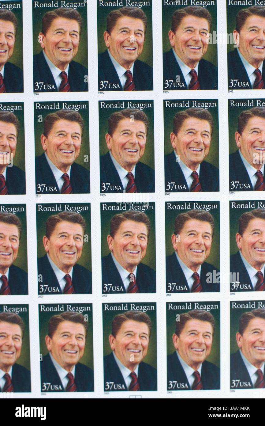 Feb 10, 2005; Laguna Beach, CA, USA; The new Ronald Reagan stamp goes ...