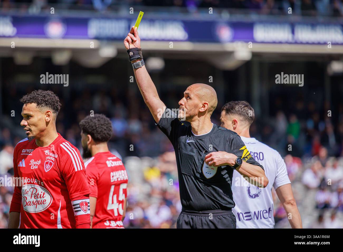 Toulouse, France. 30th Mar, 2025. Referee Hakim Ben El Hadj Salem ...