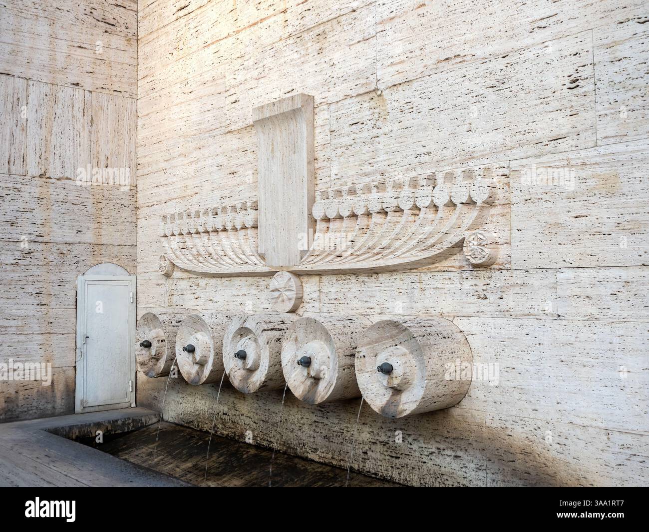 Scene of Yerevan Cascade building complex, detail of design of ...