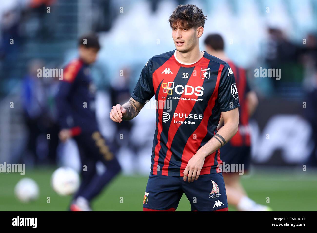 Alessandro Zanoli of Genoa Cfc during warm up before the Serie A match ...