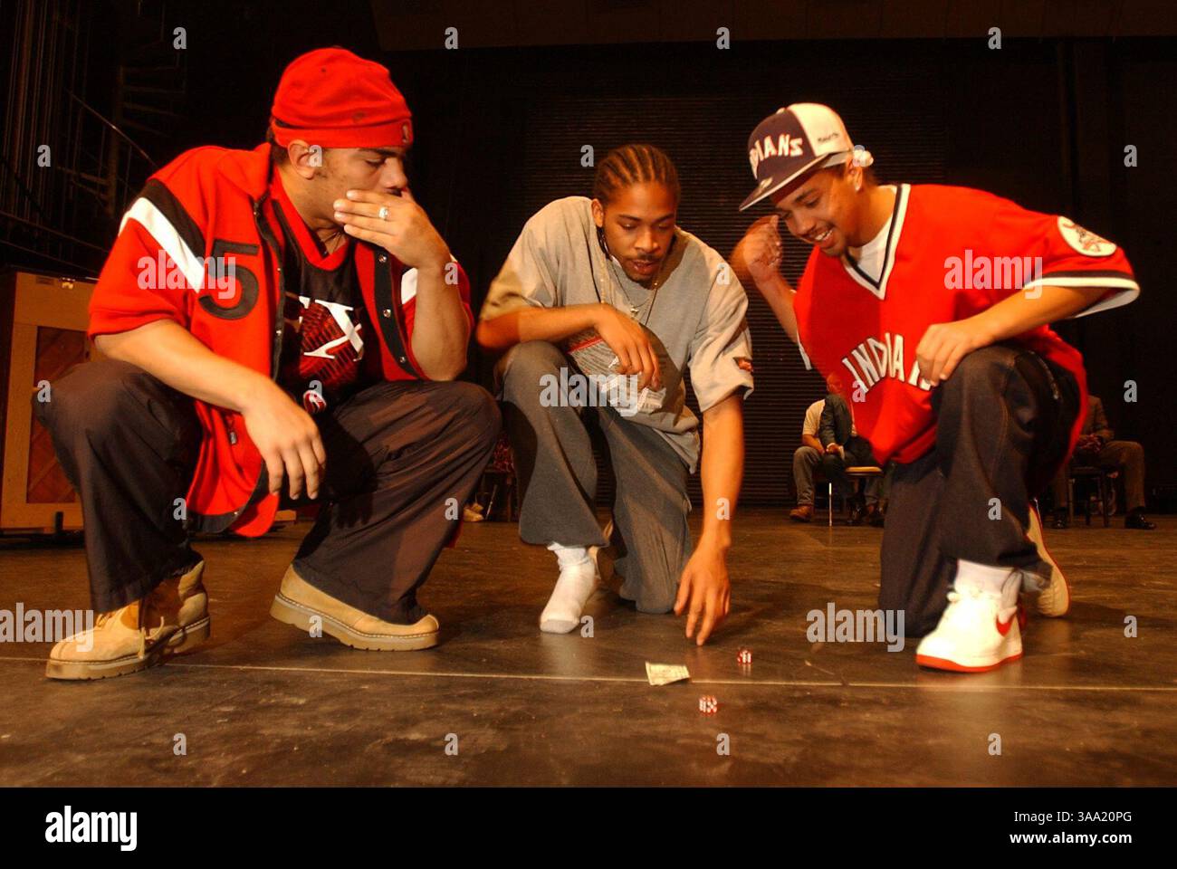 Derek Dozier, Michael Turner, and Shane Warner rehearse their roles as ...