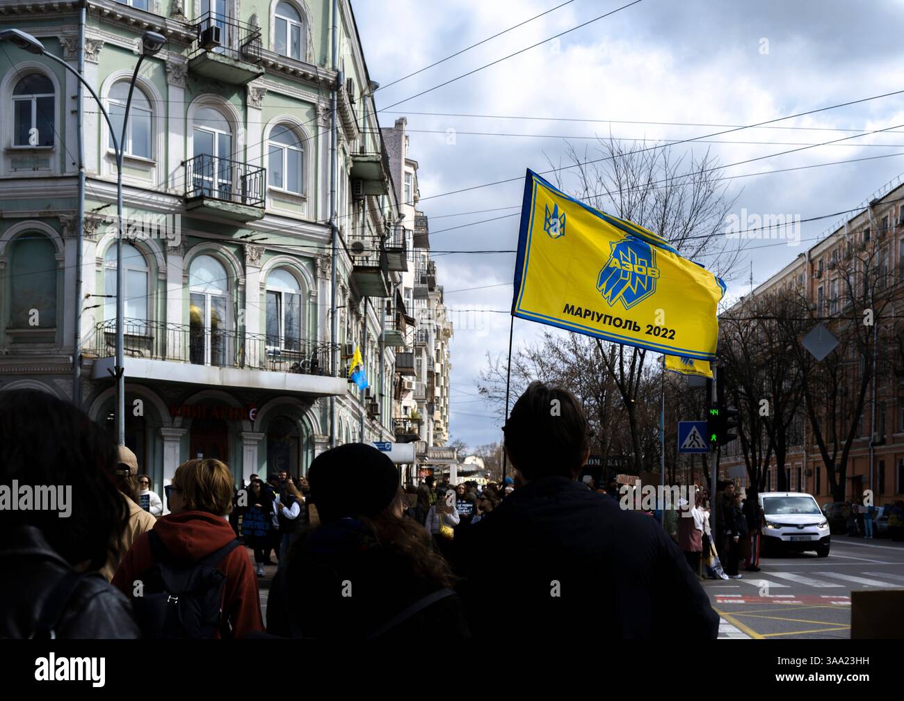 Kyiv, Ukraine - 30th March, 2025: Crowds rally in support of the Azov ...