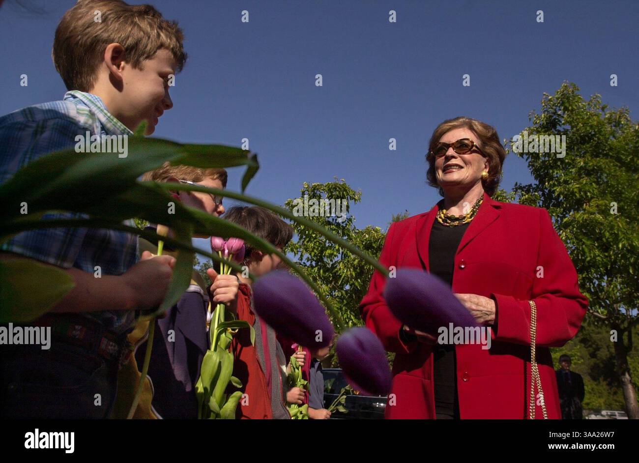 Jacob Ross (of Citrus Heights, left), 8, stands in a receiving line ...