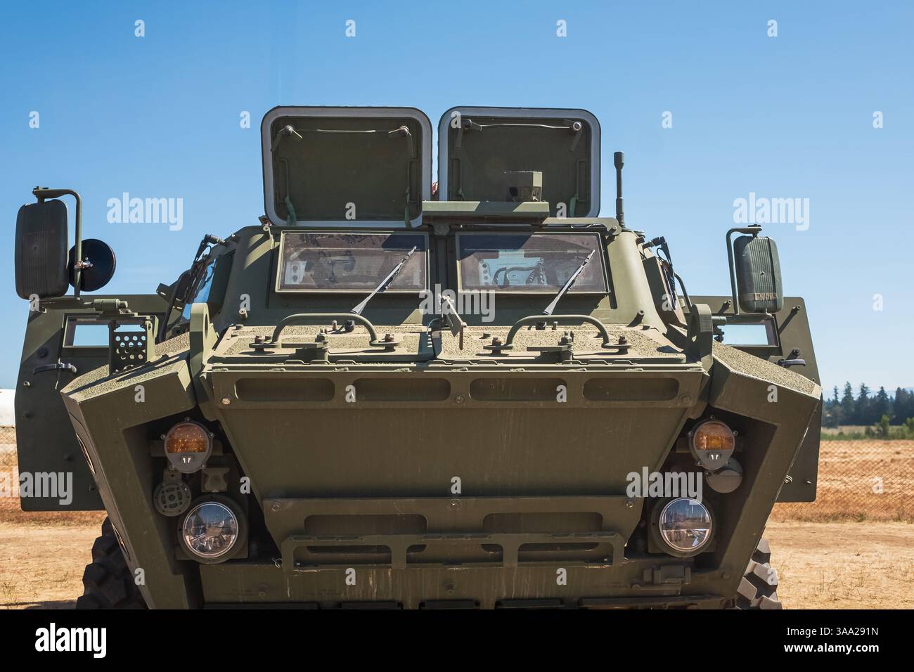 Armored Car on the training field. American military equipment ...