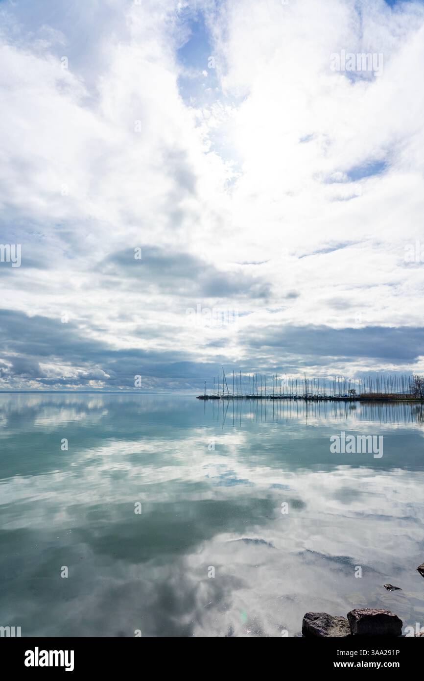 beautiful reflection on lake Balaton in Balatonvilagos Hungary Stock ...