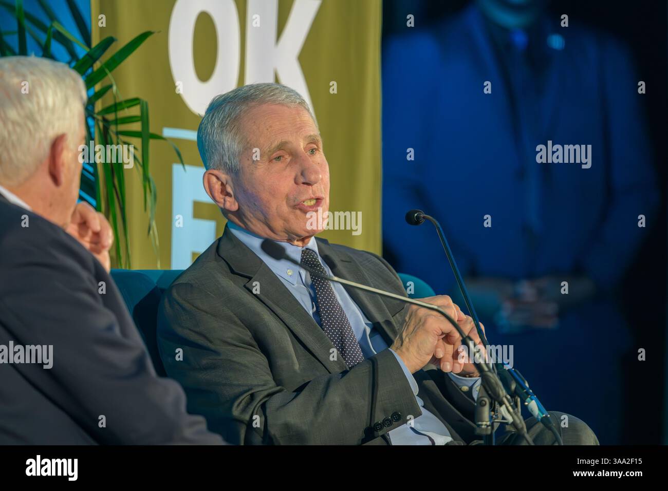 NEW ORLEANS, LA, USA - MARCH 28, 2025: Closeup of Dr. Anthony Fauci being interviewed by Walter ...