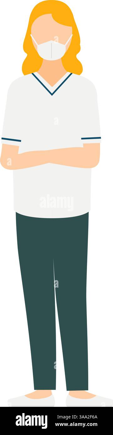 Simple illustration of a blonde female nurse with her arms folded ...