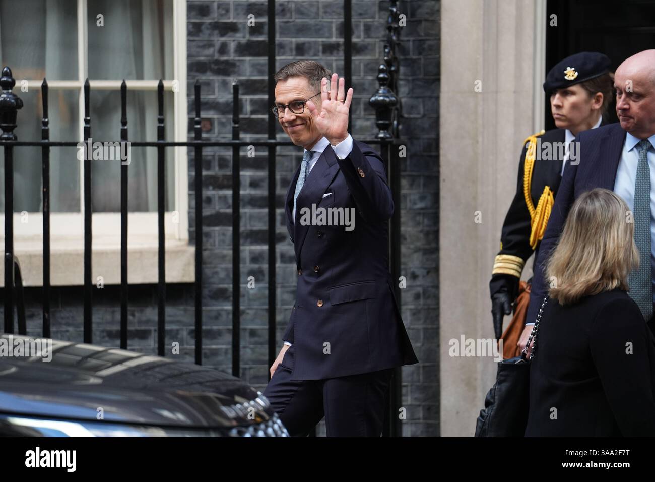 President of Finland Alexander Stubb, leaving 10 Downing Street, London ...