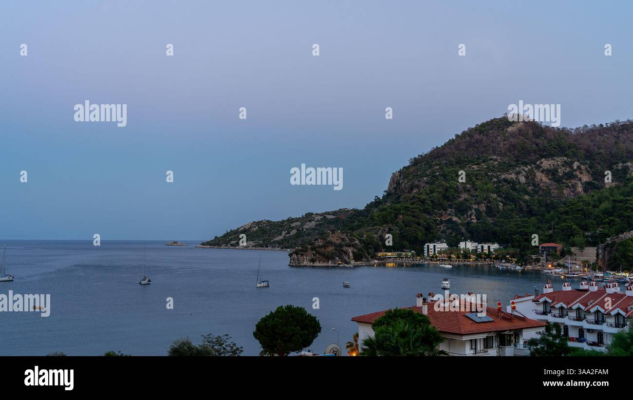 Coast in village Turunc, Turkey. Mediterranean coast in resort town ...