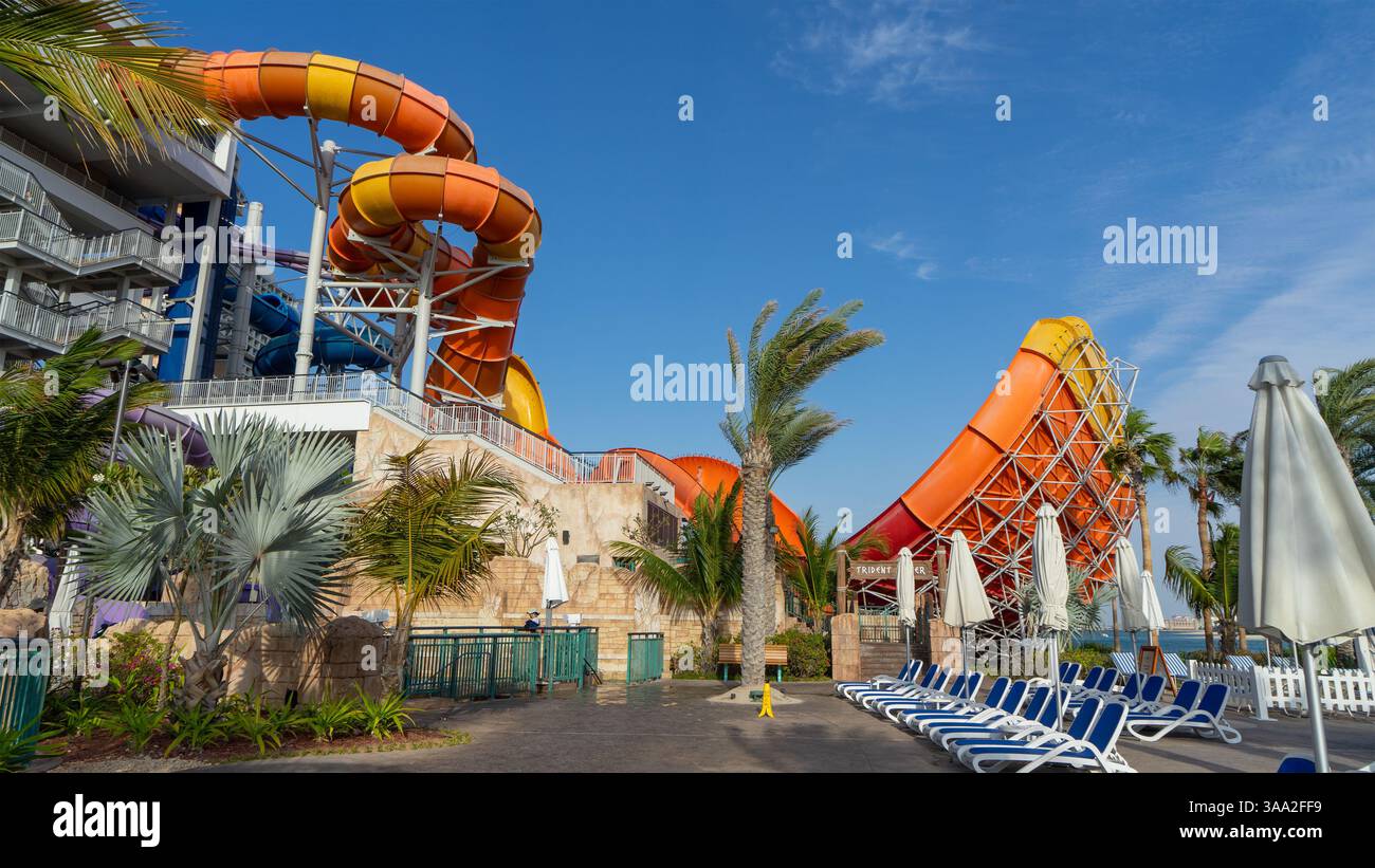 Water slides at Aquaventure Water Park. The largest water theme park in ...
