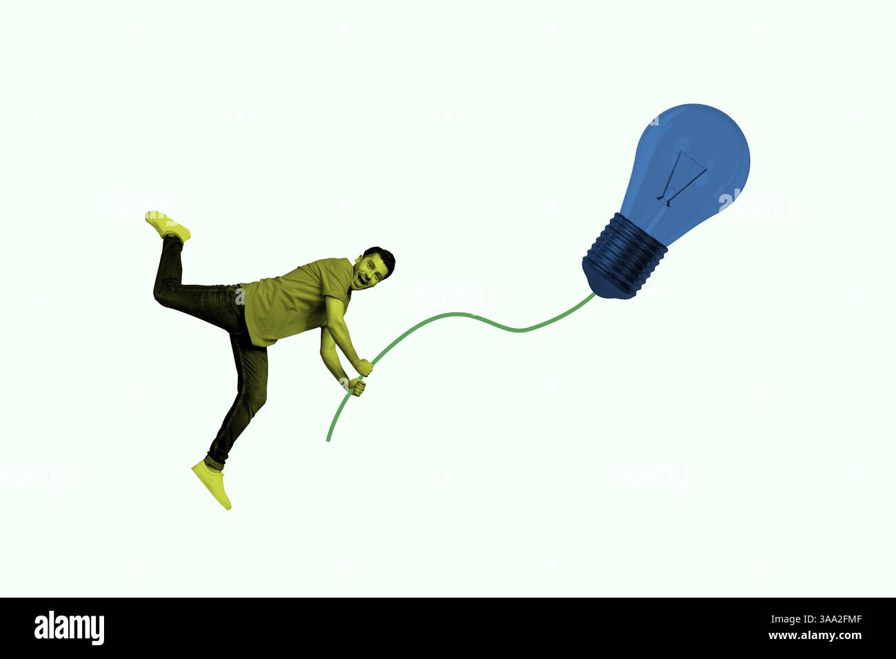 Template collage design trend artwork 3D sketch of young man smile fly ...