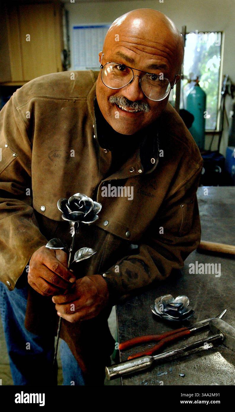 Sacramento artist Larry Meeks at his studio where he sculpted metal ...