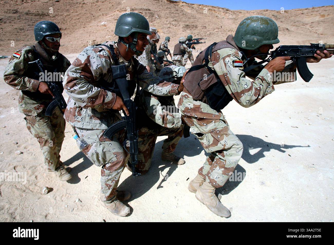 Jul 23, 2006; Camp Al Asad, IRAQ; Iraqi soldiers practice combat firing ...