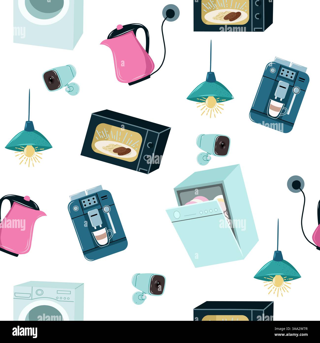 Smart Home Device Pattern with Kitchen Appliances Stock Vector Image & Art - Alamy