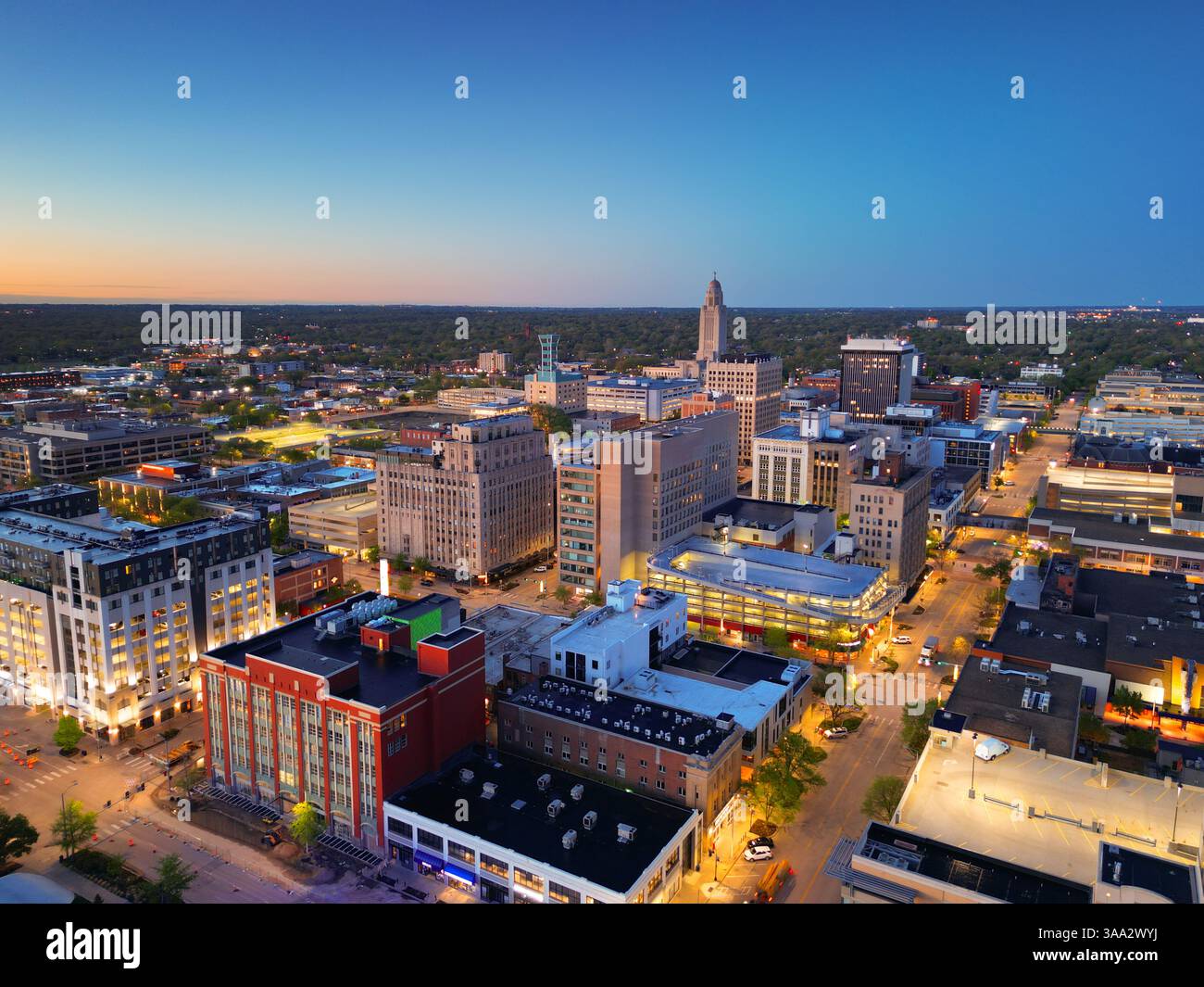 Lincoln, Nebraska, USA downtown city skyline at dawn Stock Photo - Alamy