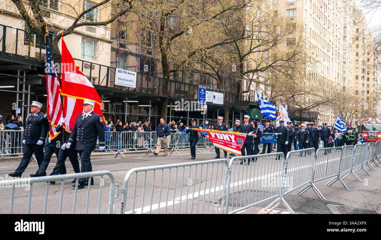 New York City, USA. 30th March, 2025. Revelers celebrate the Greek ...