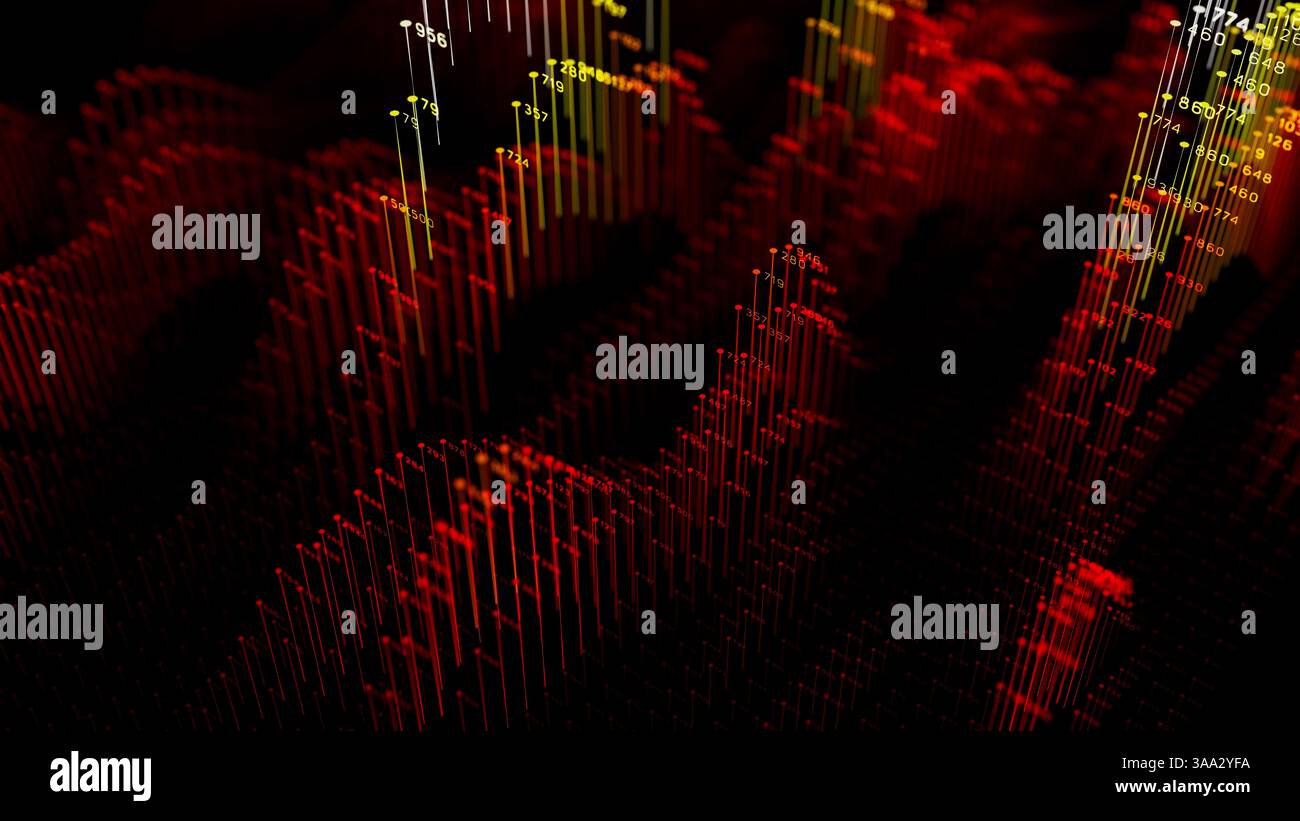 Big Data complex wave graph. Quantum computing universe. Cyber space of ...