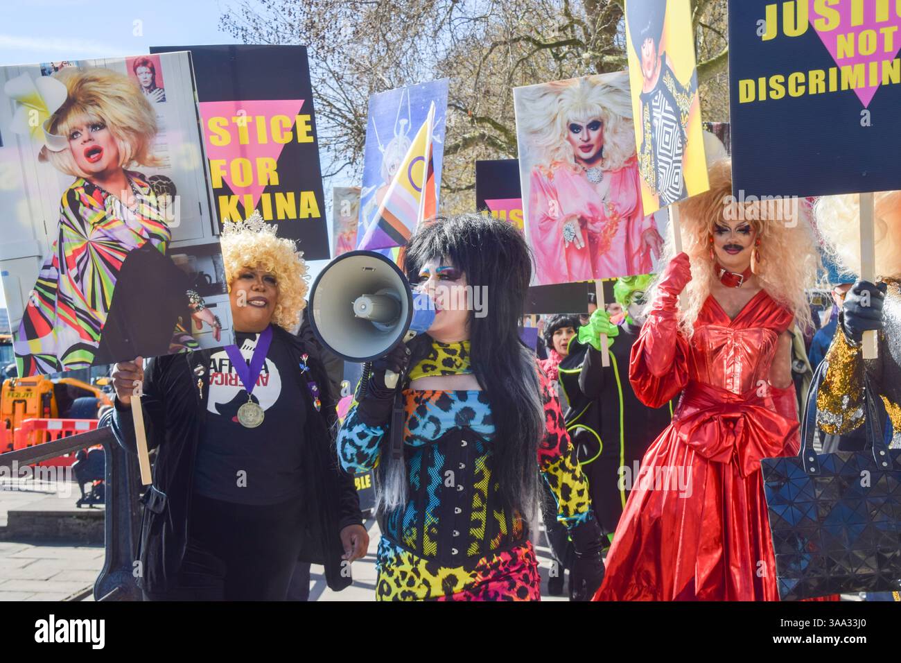 London, UK. 31st March 2025. Protesters march to New Scotland Yard ...