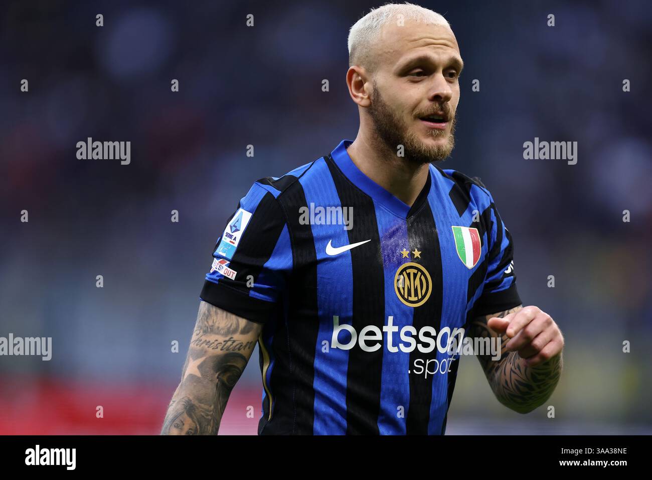 Milano, Italy. 30th Mar, 2025. Federico Dimarco of Fc Internazionale looks on during the Serie A ...