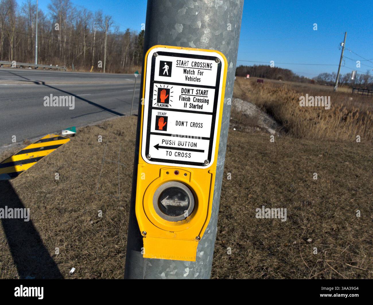 The image shows a pedestrian instruction sign explaining when it is ...