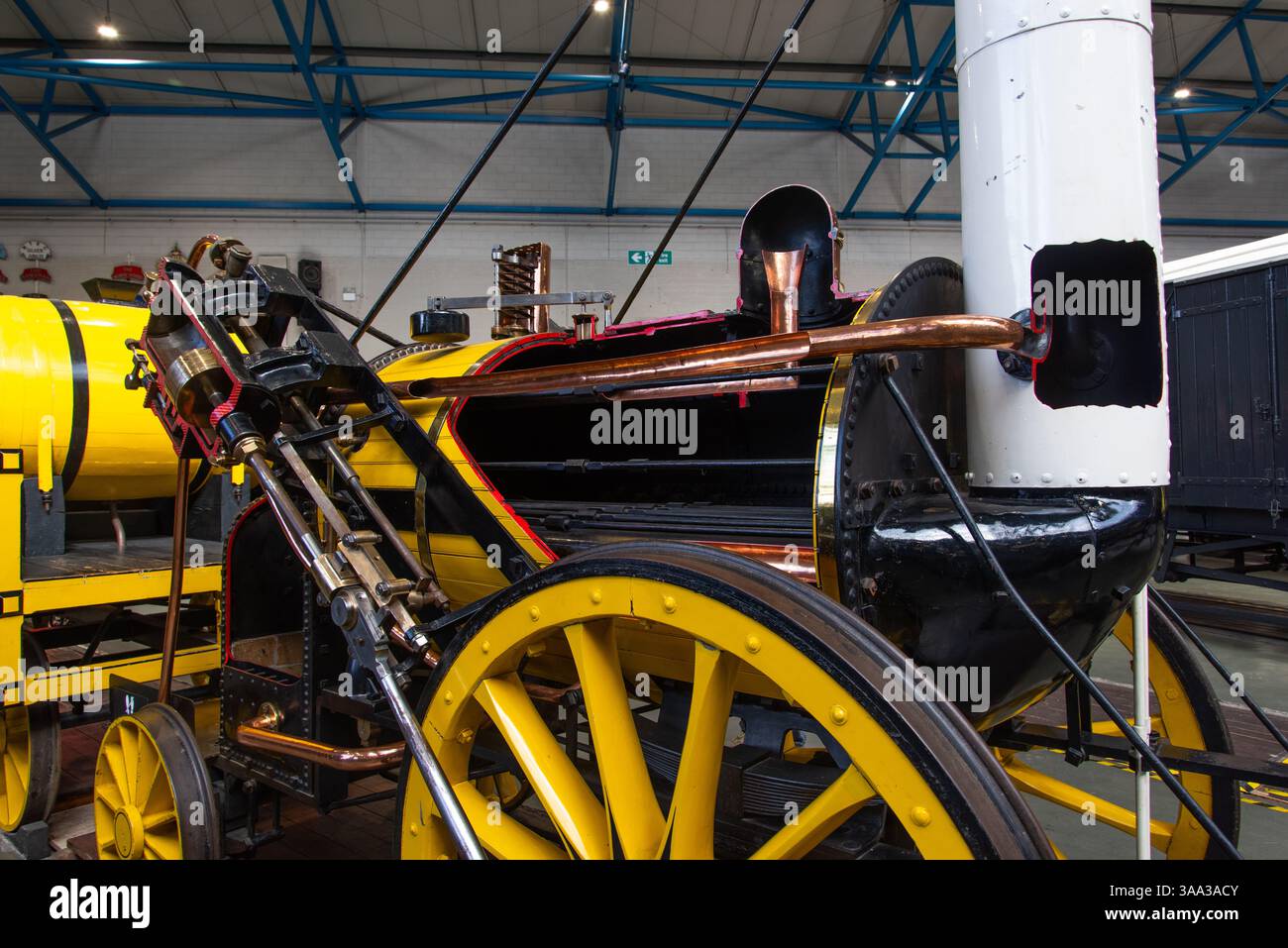 A replica of Robert Stephensons locomotive "Rocket" of the Liverpool ...