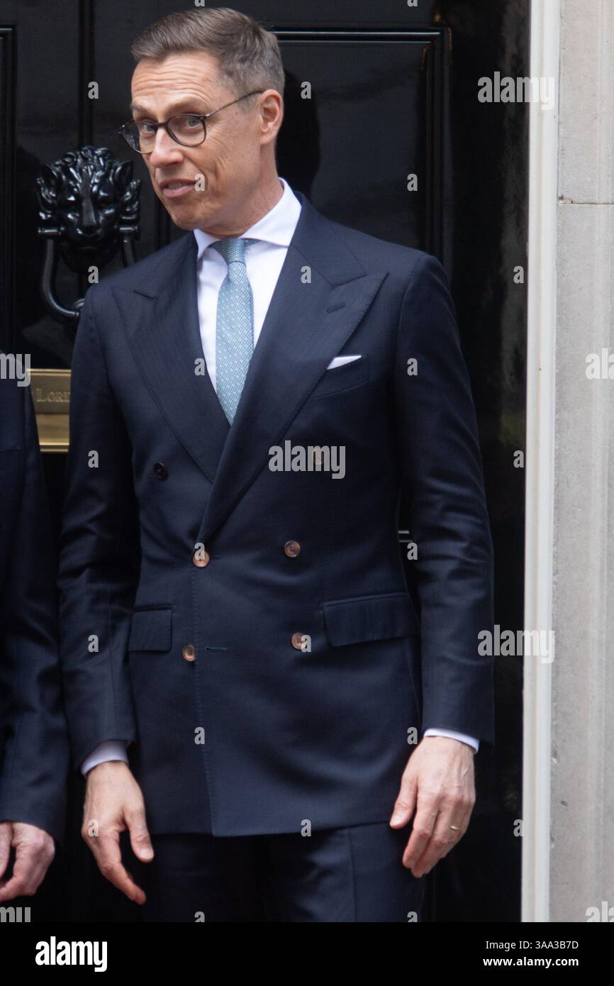 London, UK. 31 Mar 2025. President of Finland Alexander Stubb arrives ...
