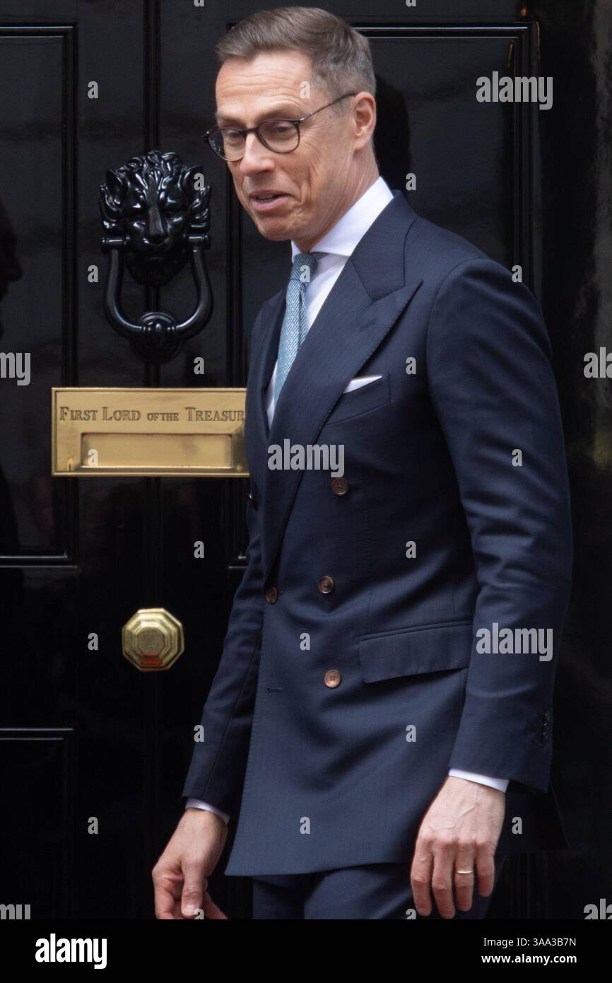 London, UK. 31 Mar 2025. President of Finland Alexander Stubb arrives ...
