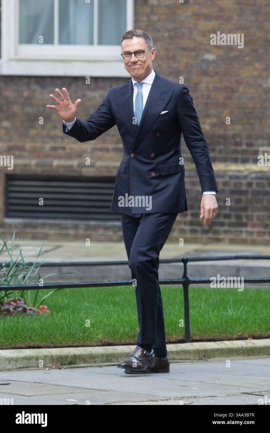 London, UK. 31 Mar 2025. President of Finland Alexander Stubb arrives ...