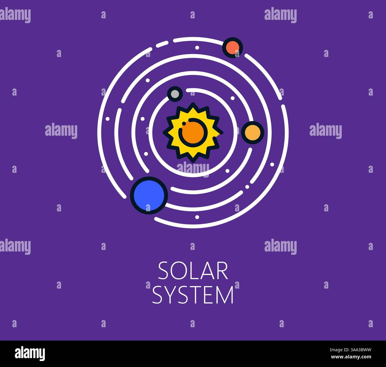 Space solar system planets color line icon. Space research or discovery ...