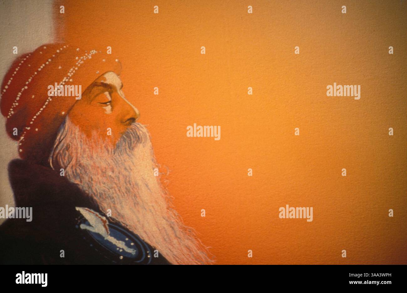 Feb 16, 1990; Pune, India; Painting of Indian spiritual leader BHAGWAN ...