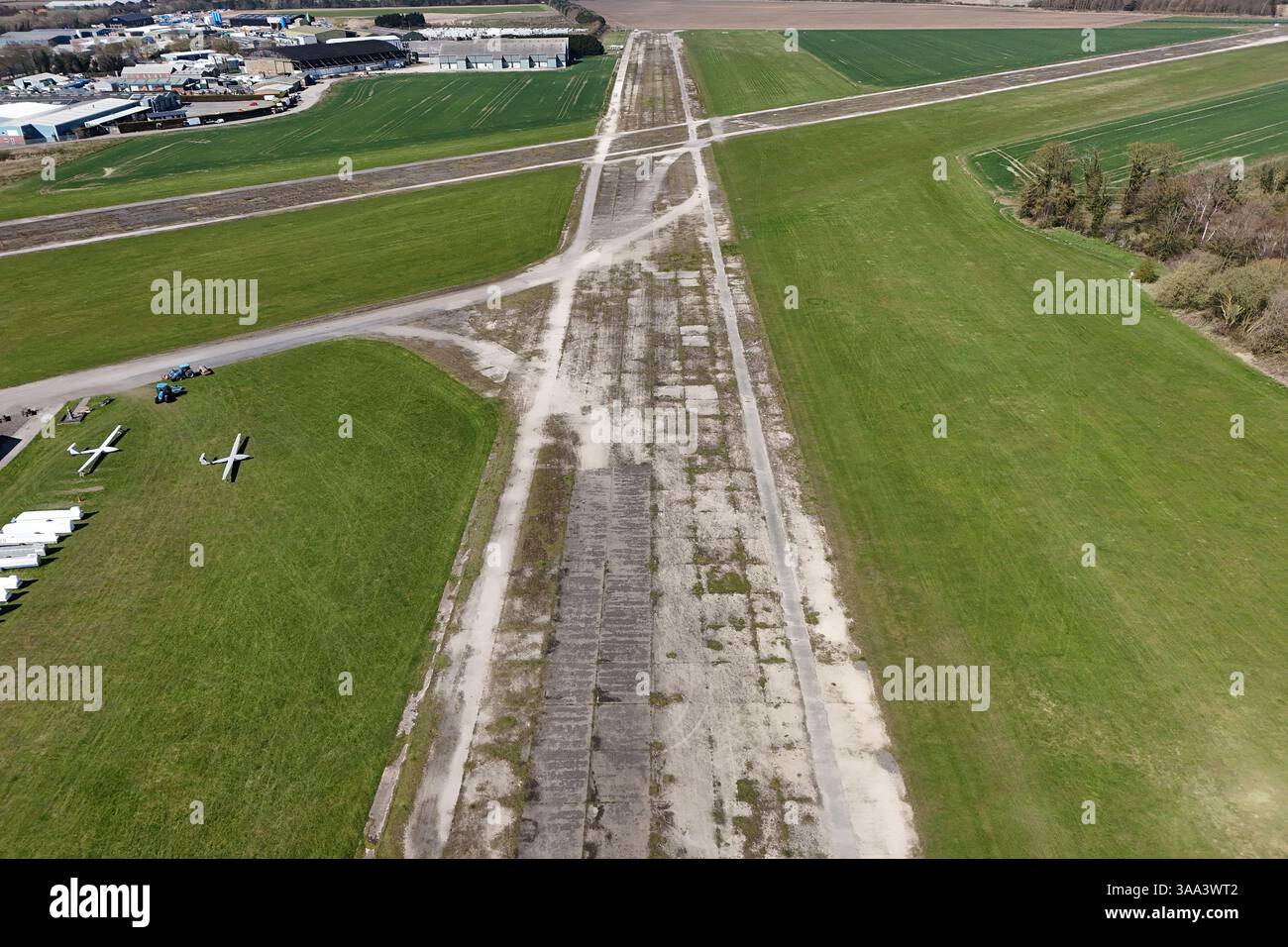 aerial view of WW2 Military Architecture, Former RAF Pocklington WW2 bomber command Airfield ...