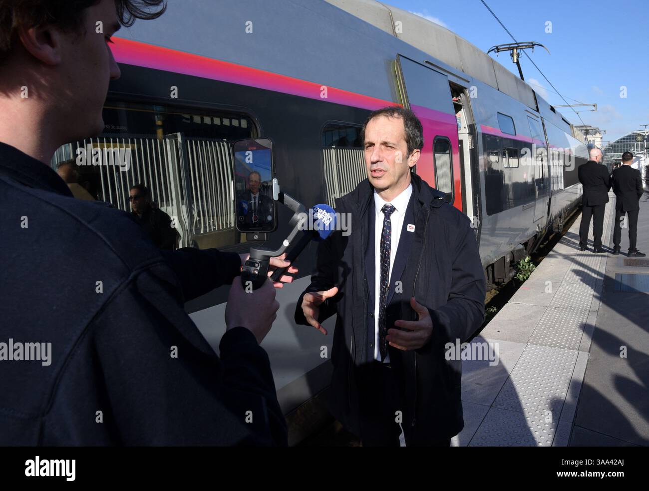 Paris, France. 31st Mar, 2025. Christophe Fanichet, CEO of SNCF ...
