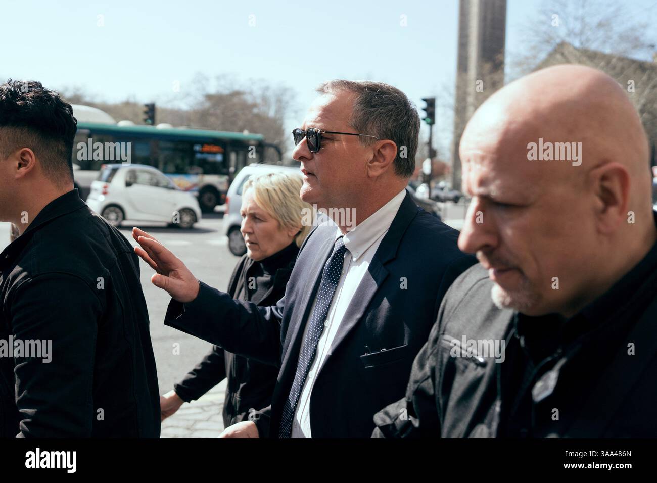 Louis Aliot leaves the headquarters of the French far-right ...
