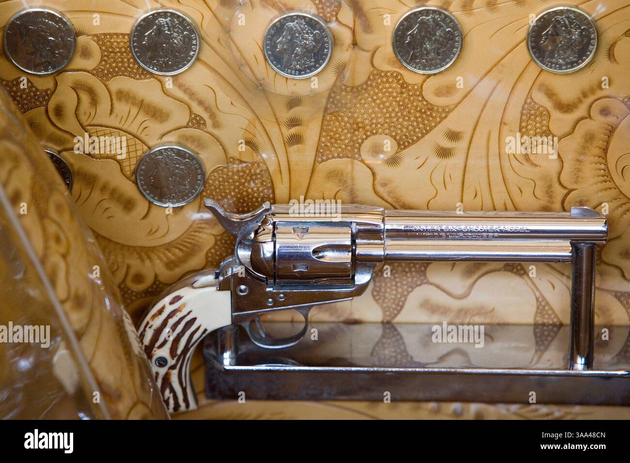 Jan 20, 2006; Phoenix, AZ, USA; A revolver used on the arm rest in the ...