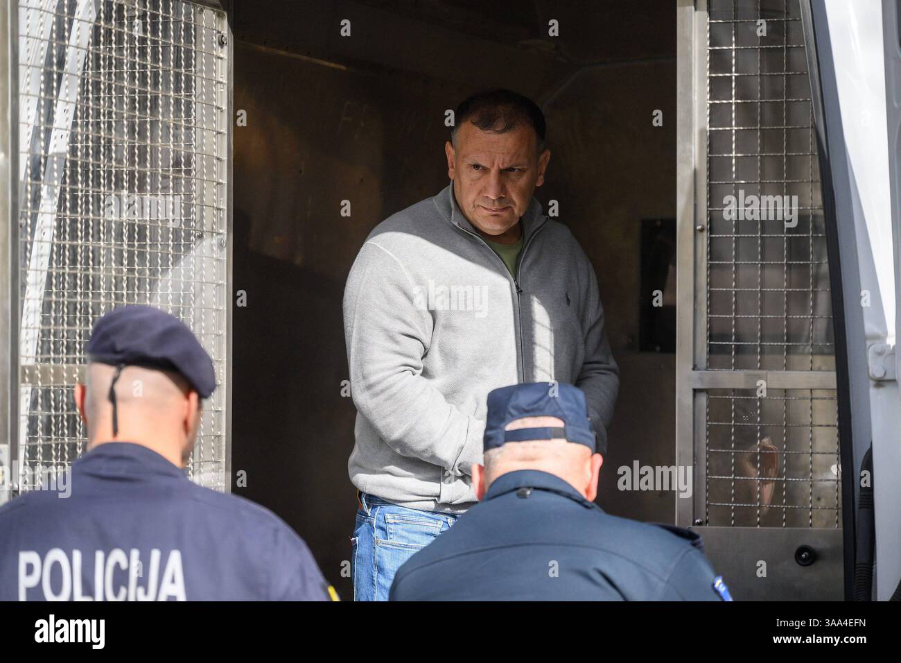 Croatia, Zagreb, 310325. Bringing Montenegro citizen Kemal Rastoder to ...