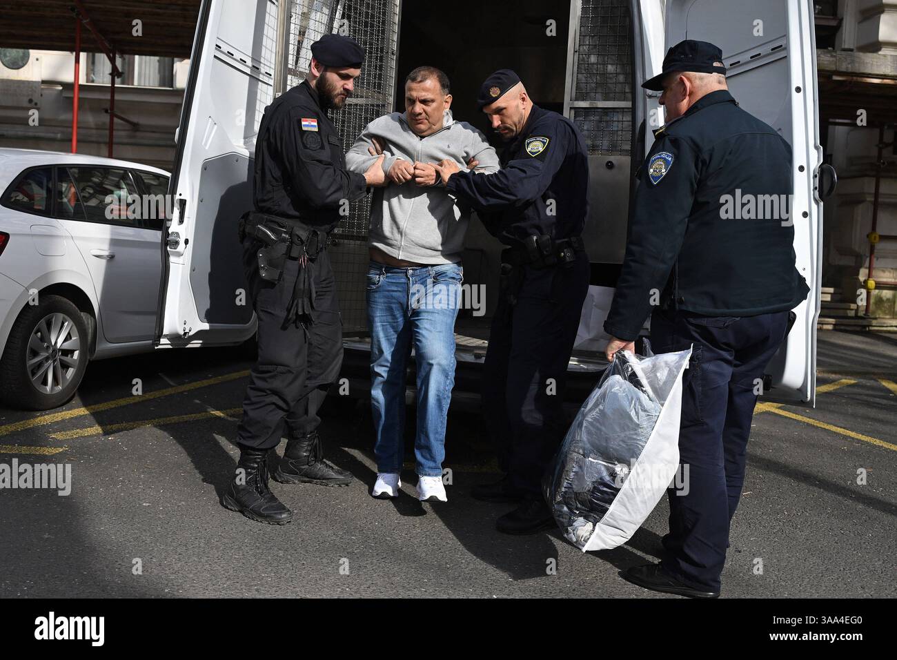 Croatia, Zagreb, 310325. Bringing Montenegro citizen Kemal Rastoder to ...