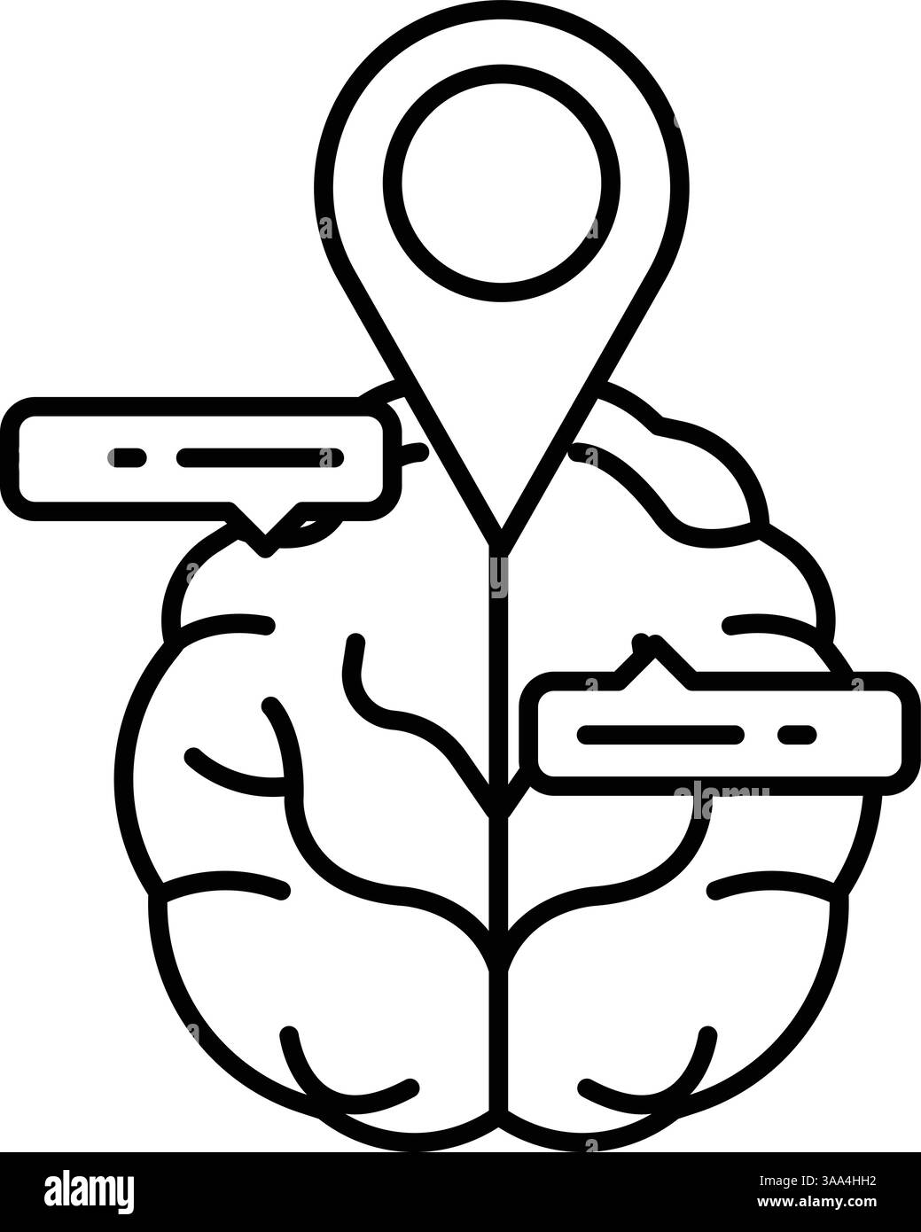 A brain with a map of the world on it. The map is pointing to a ...