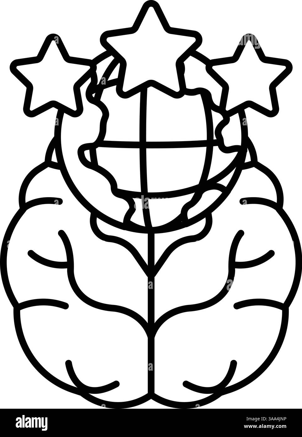 A brain with three stars on it. The stars are in the middle and on the ...