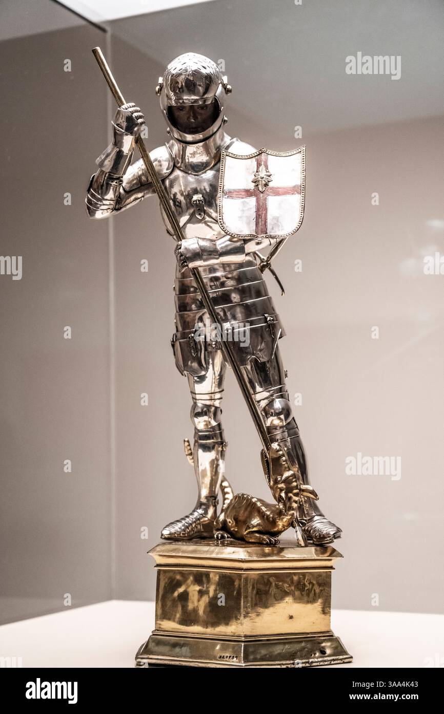 Saint George in armor slaying the dragon, 15th century, assembly of ...