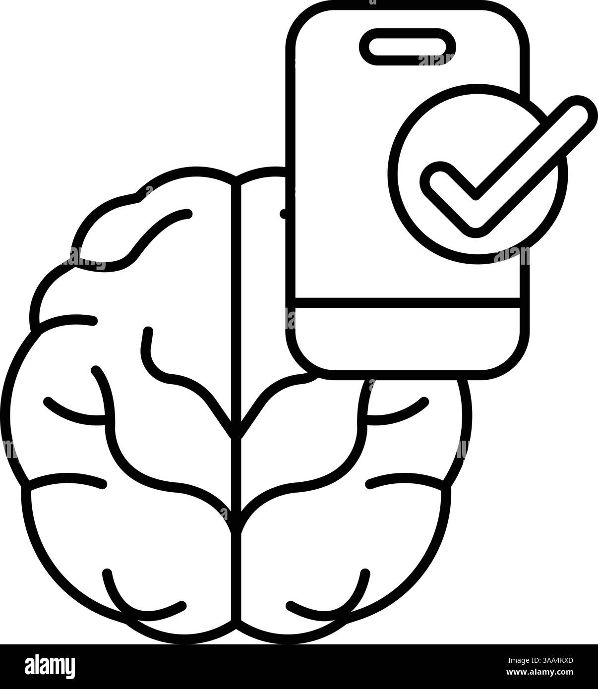 A brain and a cell phone are shown together. The brain is shown in a ...