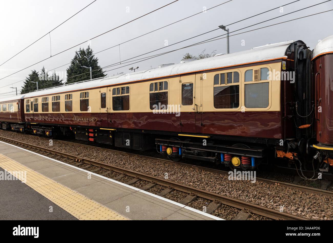 Northern Belle carriage 'Caerdydd' at Leyland railway station. Saturday ...