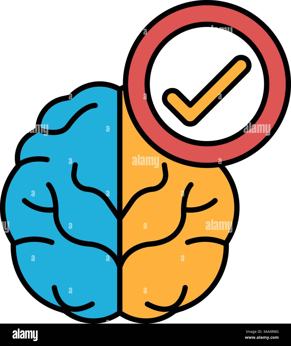 A brain with a check mark in the middle. The check mark represents a ...