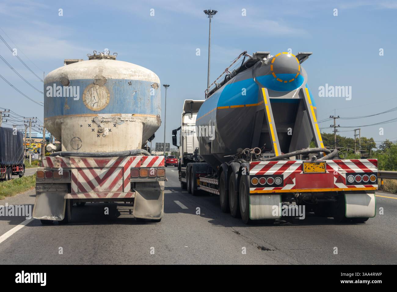 Tanker trucks are overtaking each other on the highway, Thailand Stock ...