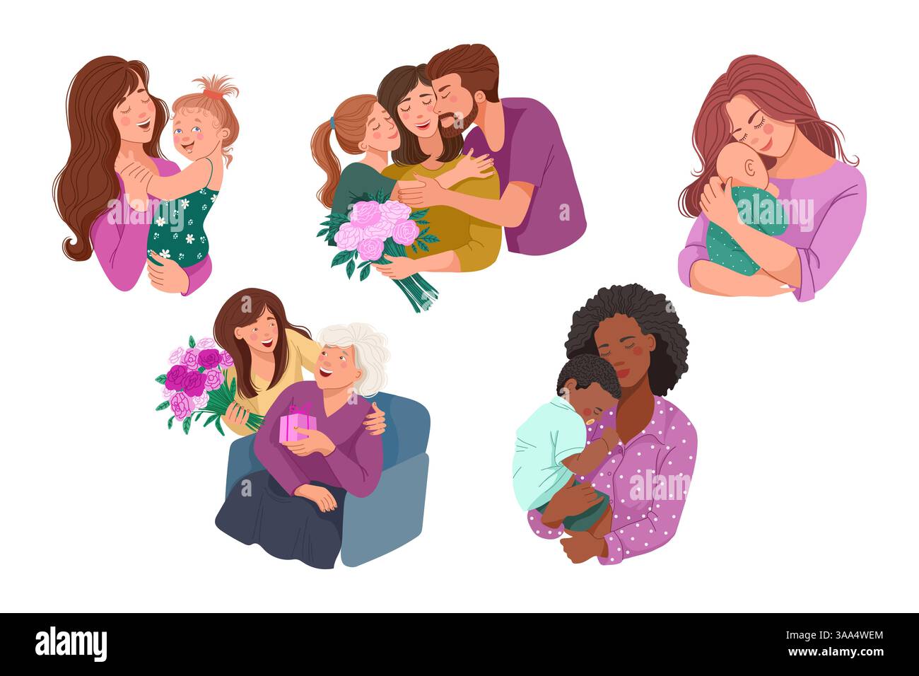 Happy family man hugs Cut Out Stock Images & Pictures - Alamy