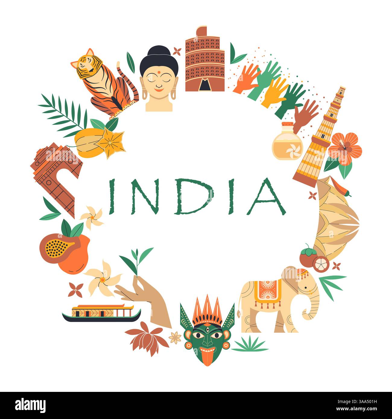 Travel Card with Famous Landmarks of india Stock Vector Image & Art - Alamy