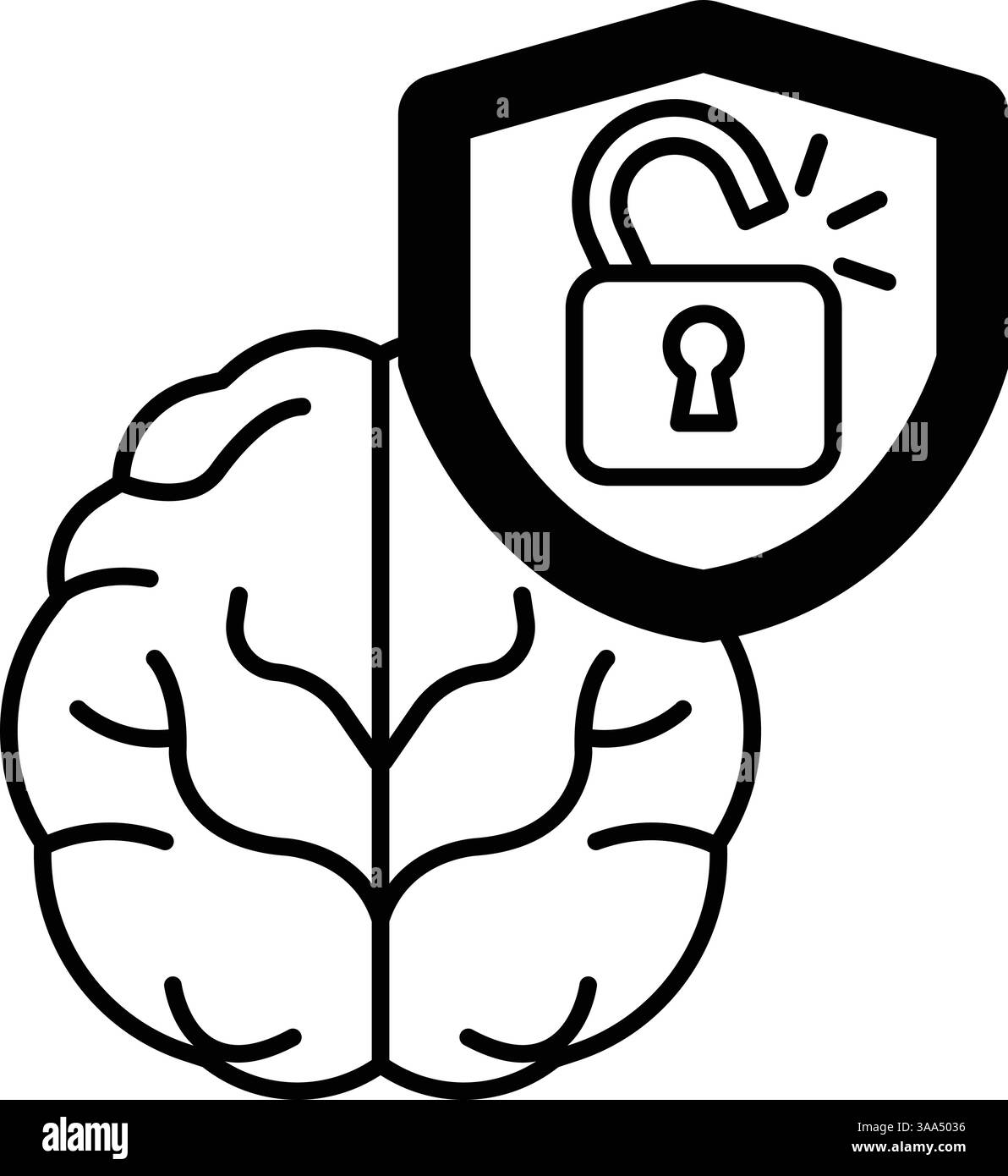 A brain with a lock on it. The lock is open and the brain is shown in a ...