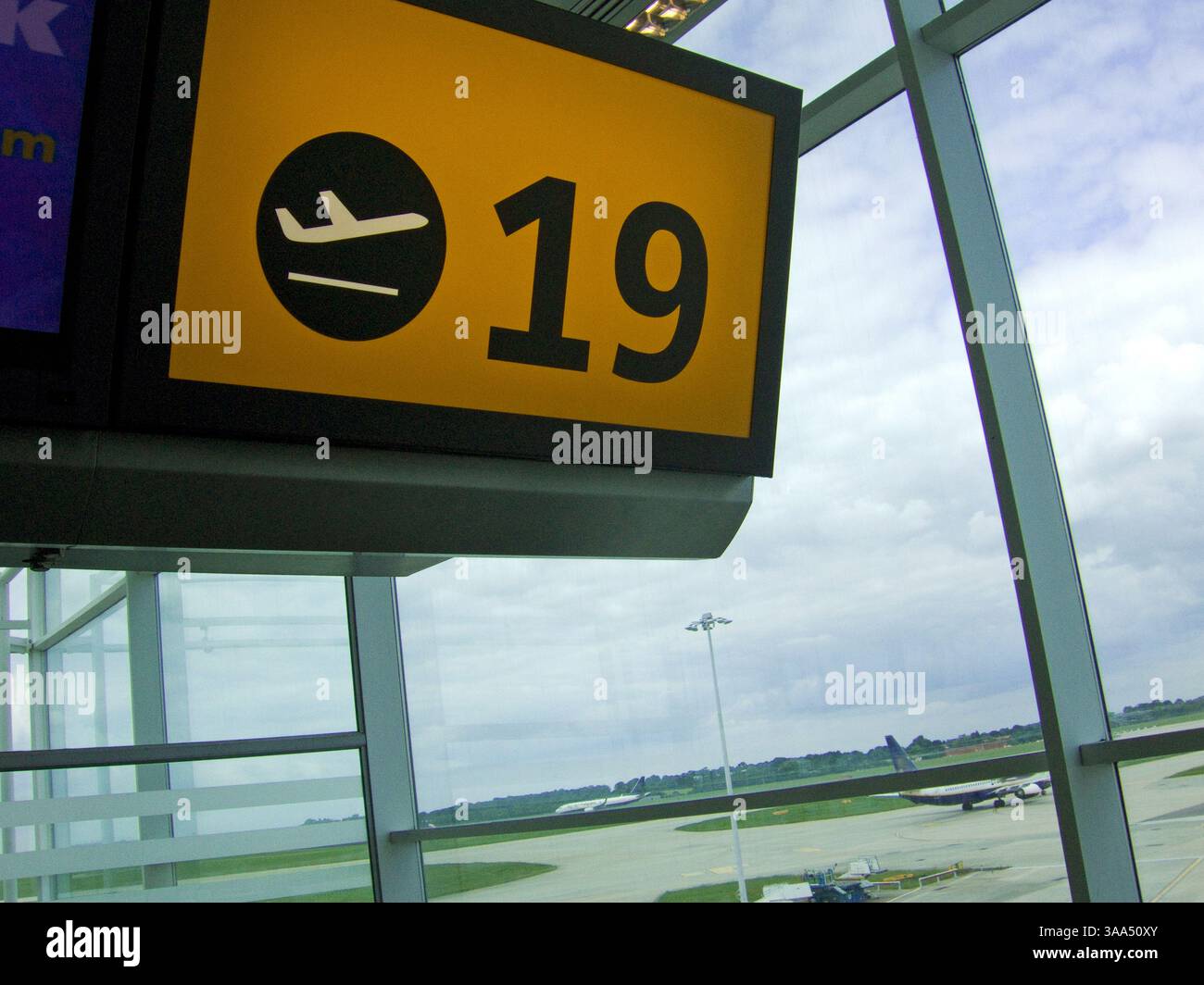13 June 2019 - Stanstead Airport, UK - Waiting at the gate in an ...
