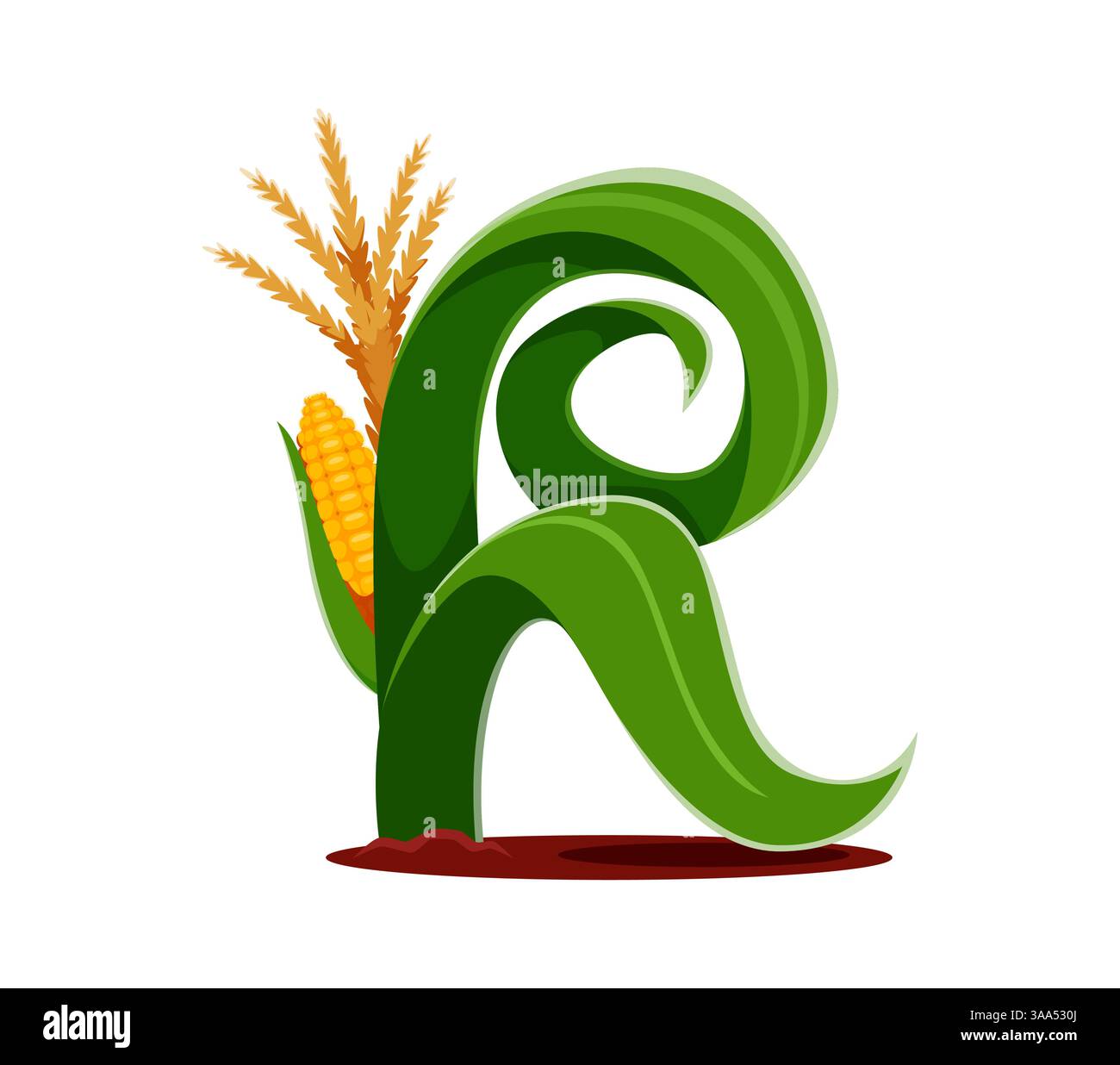 Farm font, cartoon corn vegetable as letter for agriculture harvest ...