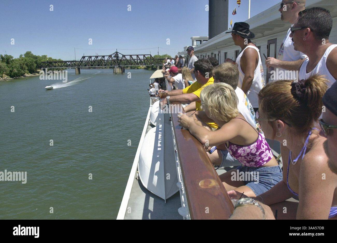 Spectators lined the decks of the Delta King paddleboat/hotel ...